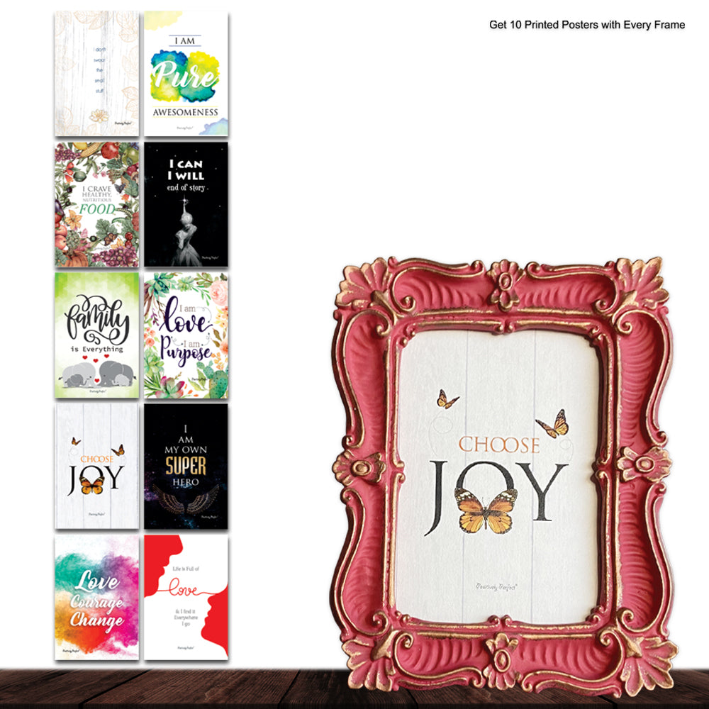 Designer Photo Frame with 10 Motivational Quotes | Magenta & Gold ...